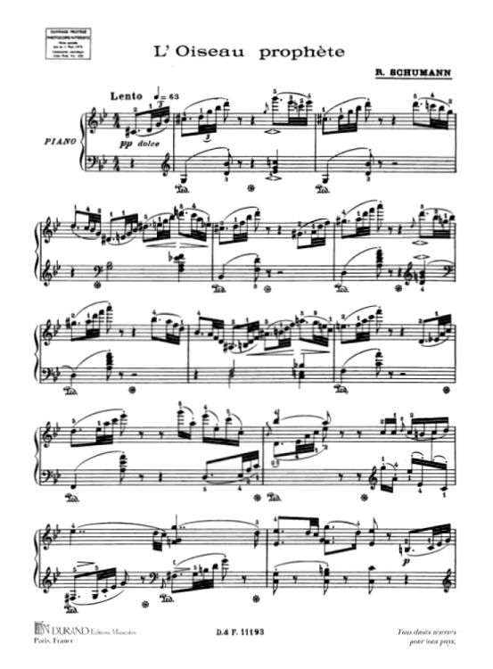 Robert Schumann LOiseau Prophete Pno